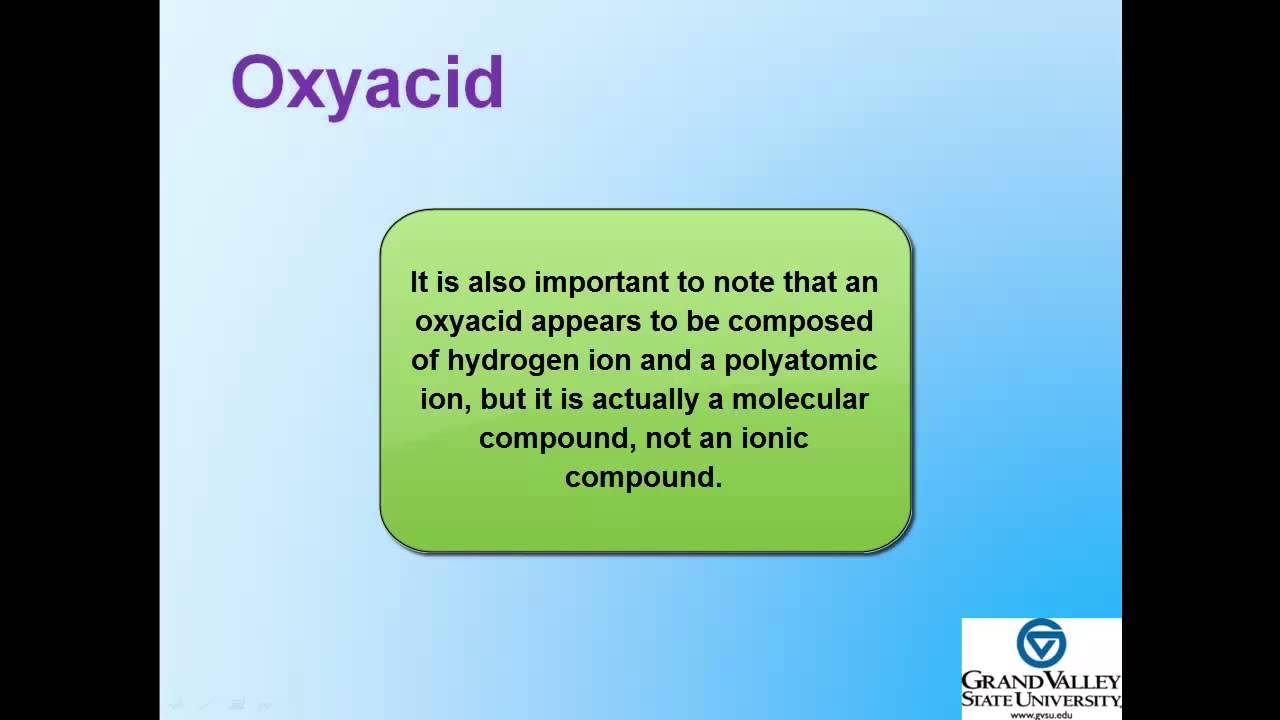 Inorganic Nomenclature: Binary Acids and Oxyacids - YouTube