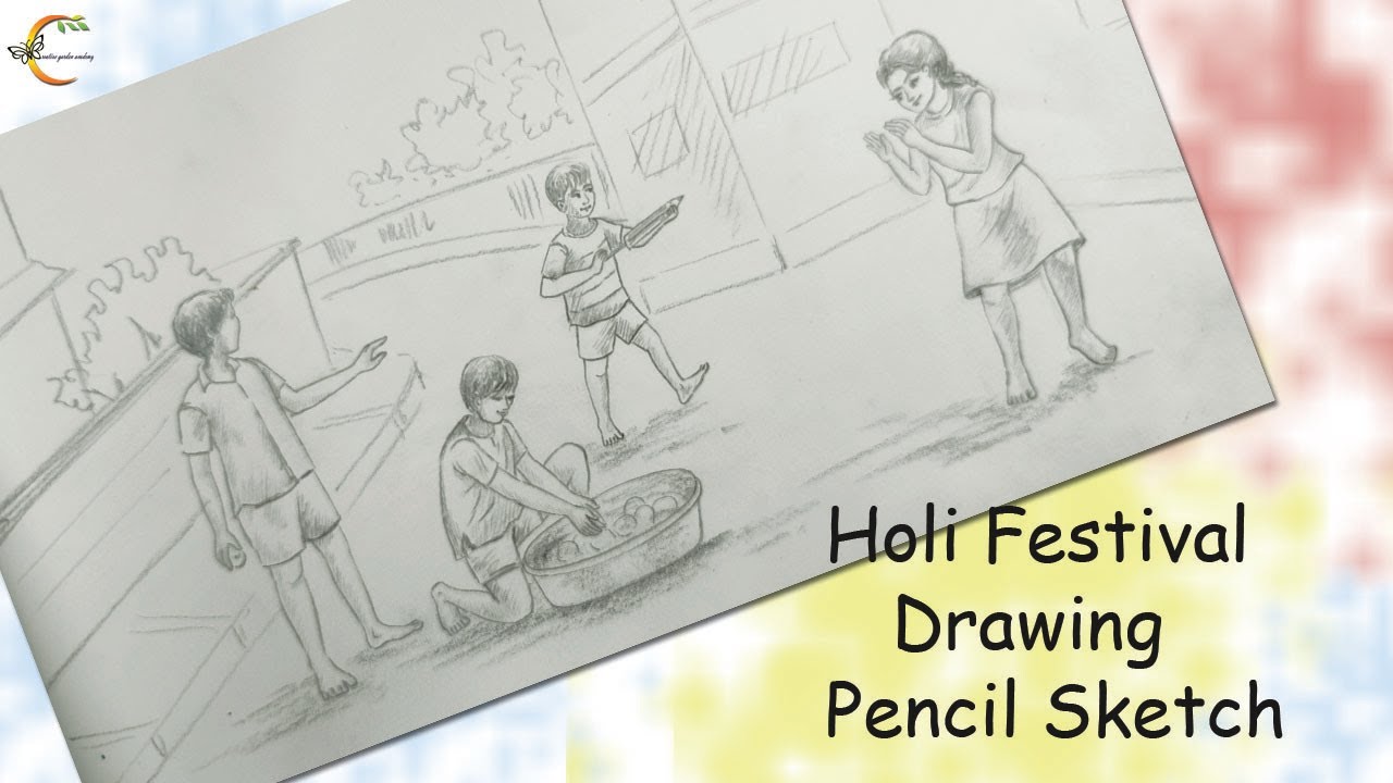 composition drawing | Holi special drawing | Creative Garden Academy ...