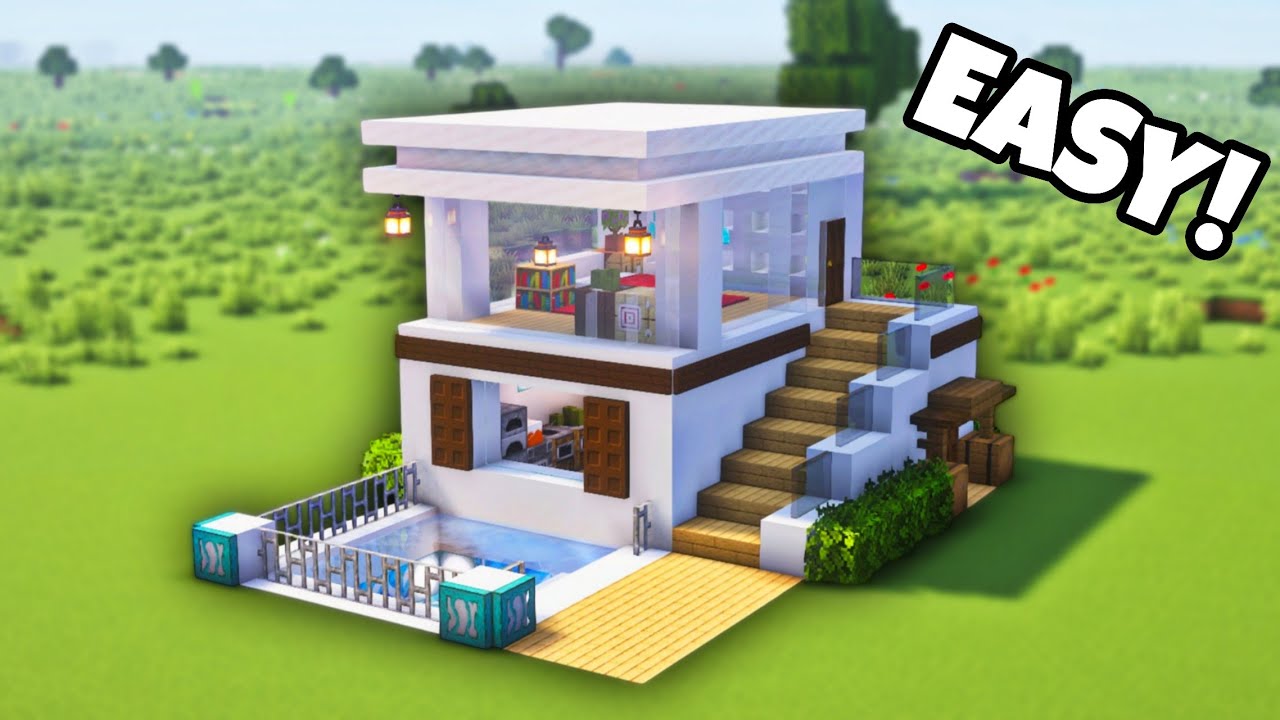 Minecraft: How to build Simple Modern House - YouTube