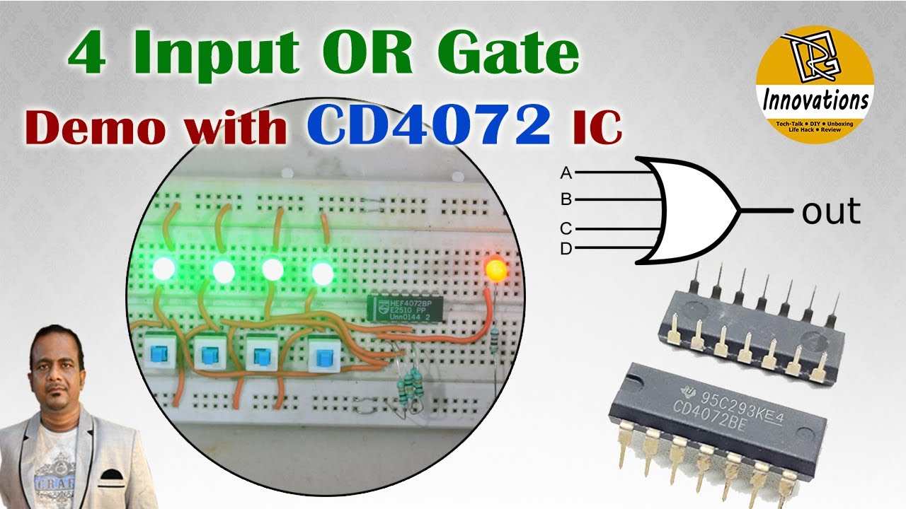 Demo of 4 Input OR Gate using CD4072 IC | Practical Demo | CD4072 Dual ...
