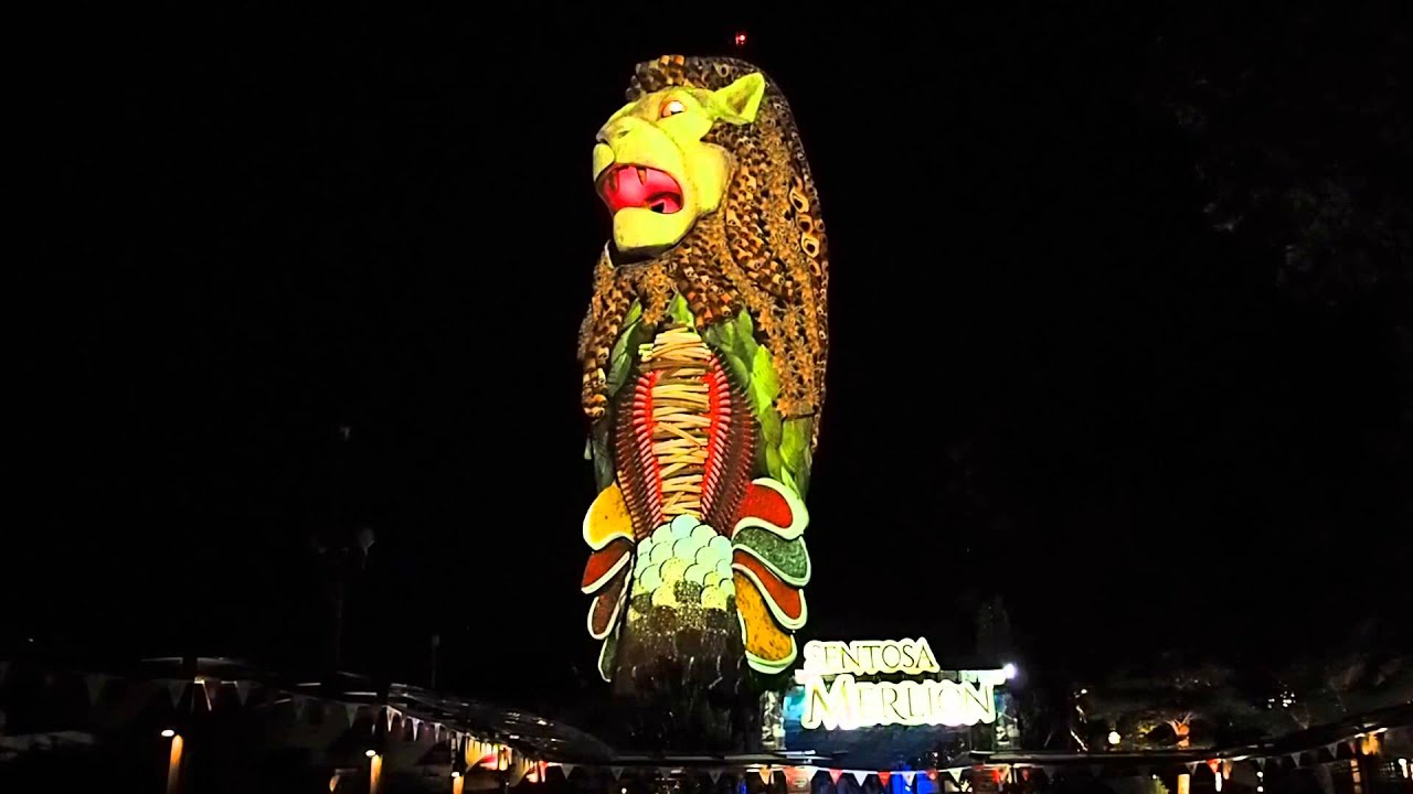 Sentosa Merlion Magic Lights - YouTube