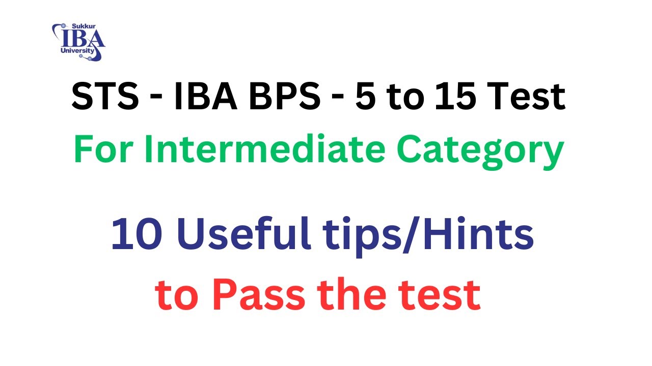 STS- IBA Test for Intermediate Category|| 10 Useful tips/hints to Pass ...