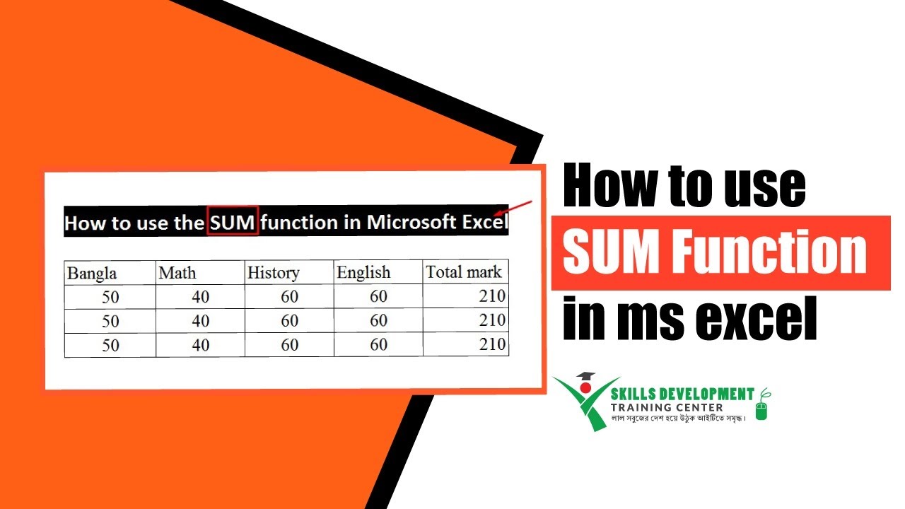 how to use the sum in ms excel - YouTube