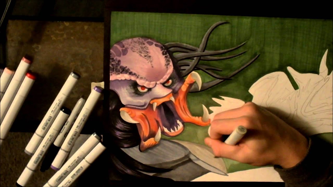 Alien vs. Predator Graffiti timelapse by Wilmo - YouTube