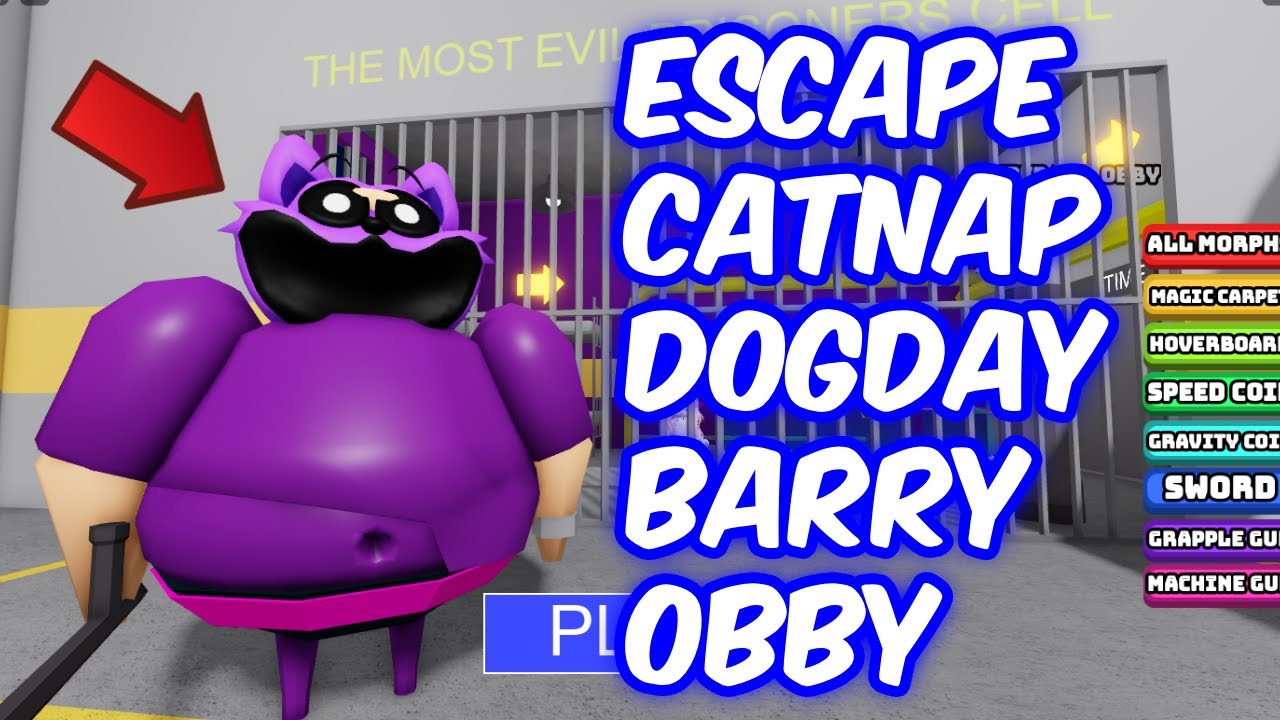 Roblox Obby Escape Catnap Dogday Barry's Killer Obby Full Gameplay No ...