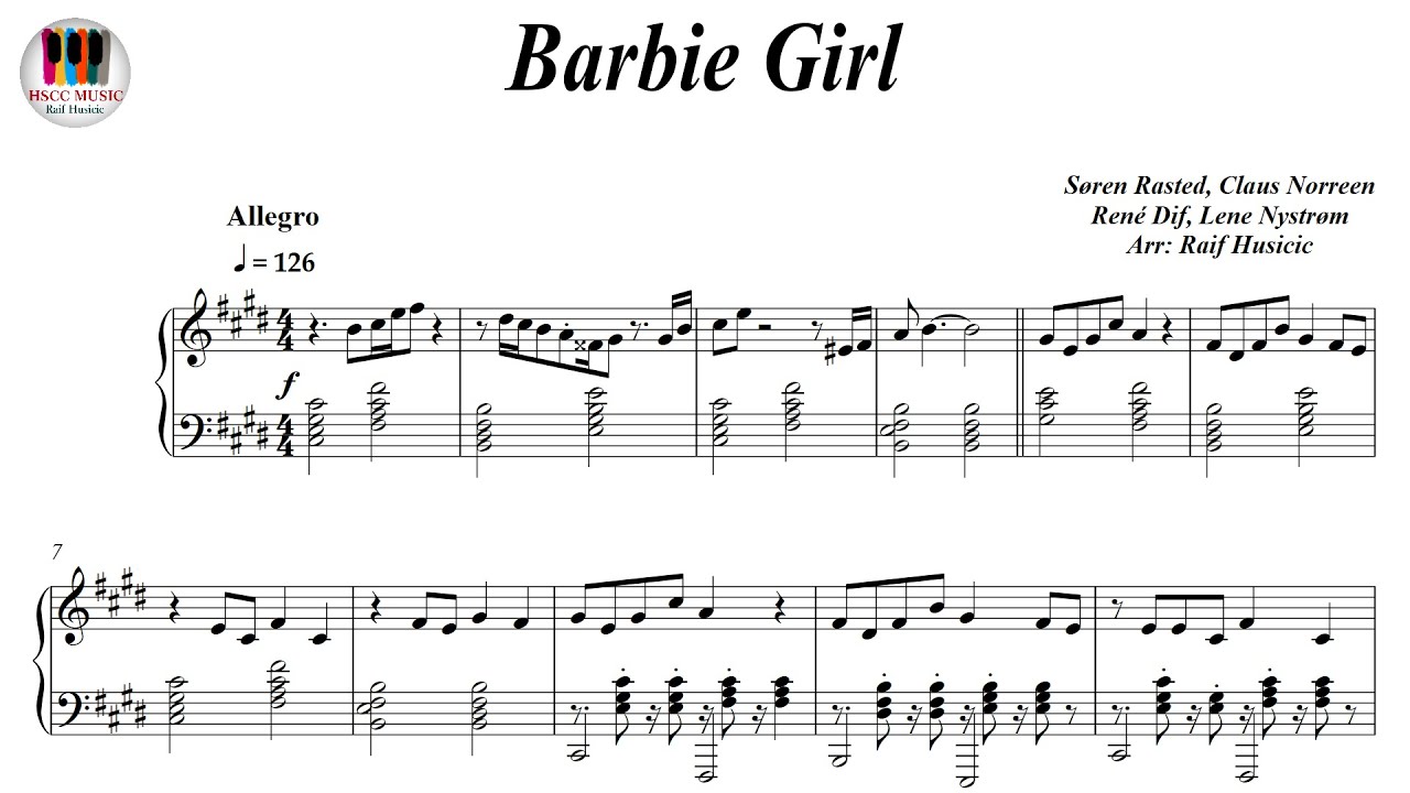 Barbie Girl - Aqua, Piano Sheet Music - YouTube