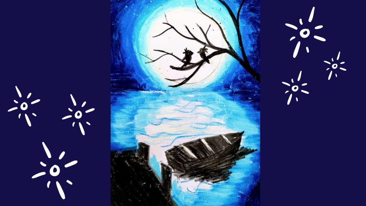 How to draw moon on the river 💦 - YouTube