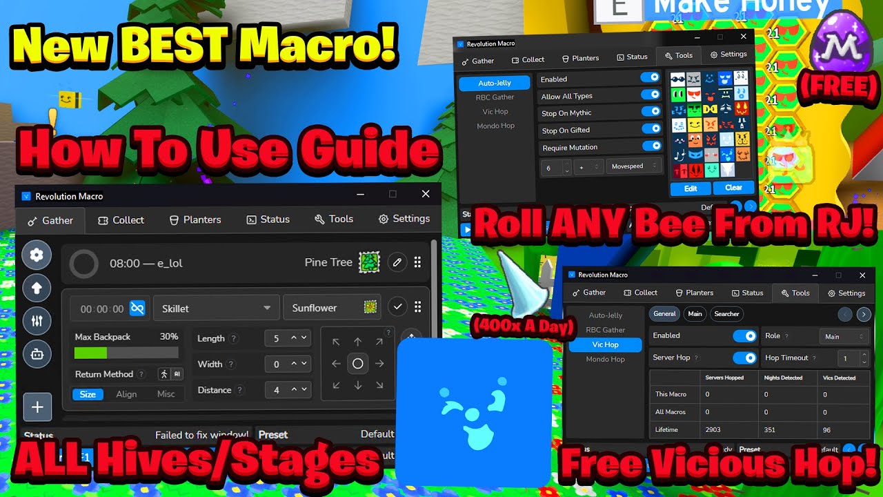 NEW BEST MACRO! How To Use Guide, New OP Features, ALL Hives/Stages, & More (Revolution Macro ...