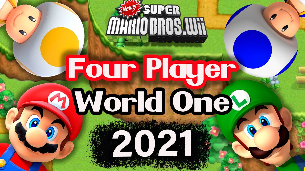 Newer Super Mario Bros. Wii – 100% Multiplayer (4 Players) World 1 ...