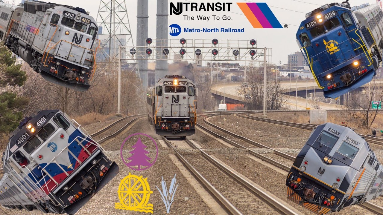 NJT Midday Action at Secaucus Junction Lower Level FT #4213, #4109, Horn Shows, MOW Equipment ...