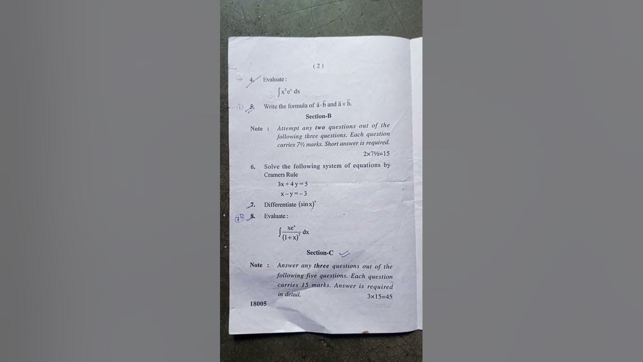 CCSU BCA Maths Latest question paper || vinay classroom - YouTube