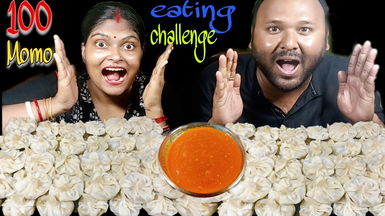 100 Chicken Momo eating challenge😱| 100 dumplings eating competition ...