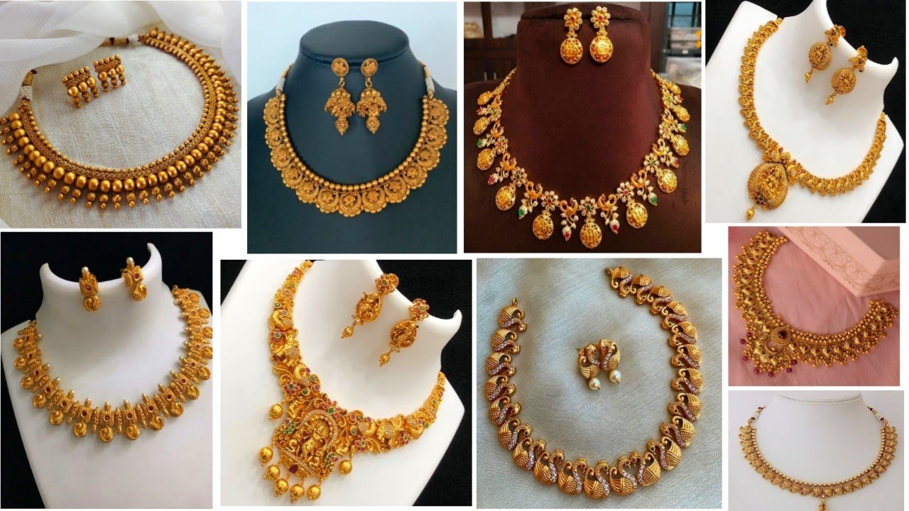 ★Short necklace designs in gold |Gold necklace|New models |2021 ...