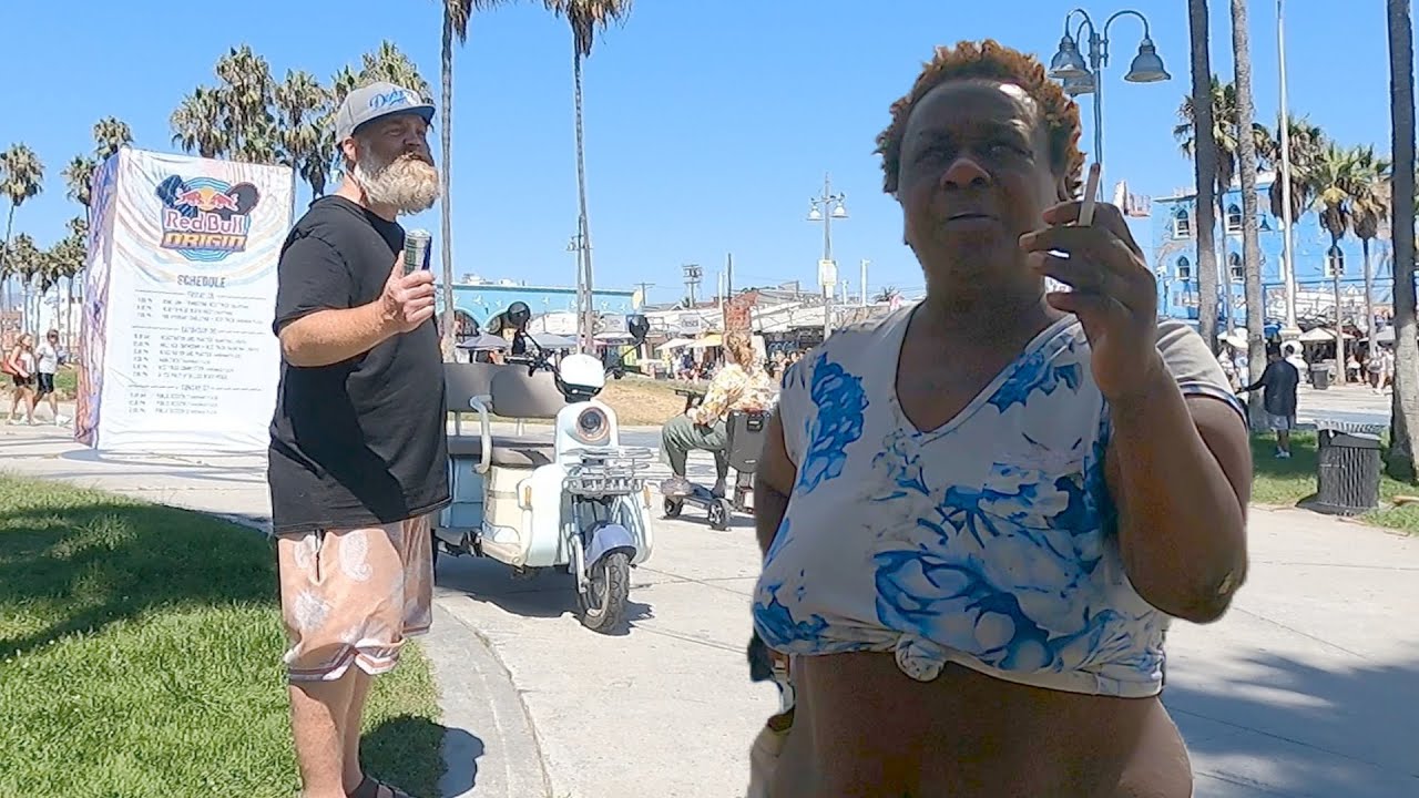 Some Venice Beach Regulars Interact with People on the Boardwalk ...