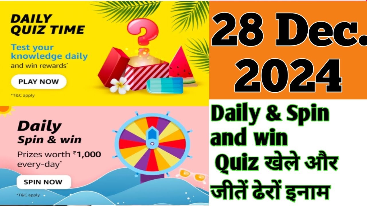 Amazon Daily Quiz Time Answers Today || Amazon Daily Quiz Today 28 ...