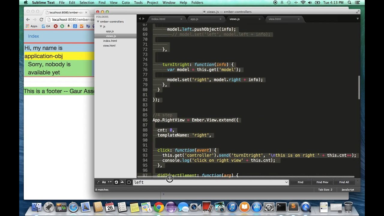 In 20 minutes learn Ember.js - controller, view, templates, routes ...