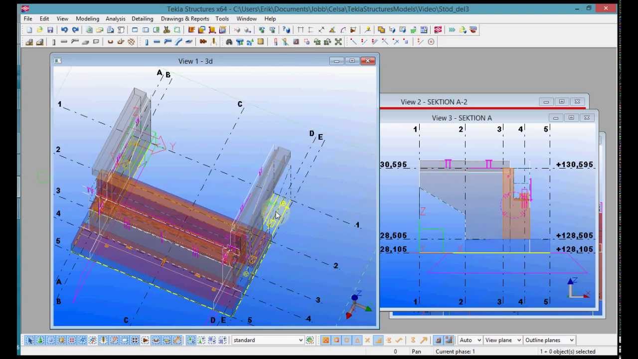 Tekla modeling tutorial - Bridge support, part 3/6 - YouTube