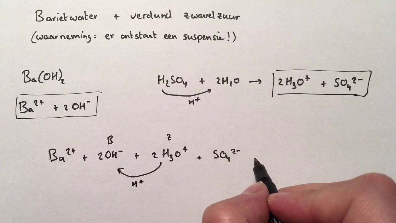 Reactie tussen barietwater en verdund zwavelzuur - YouTube