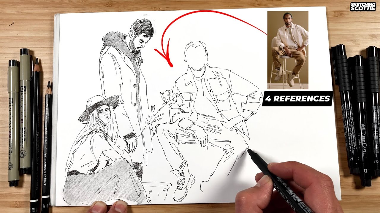 Sketching figures freely - croquis drawing technique - YouTube