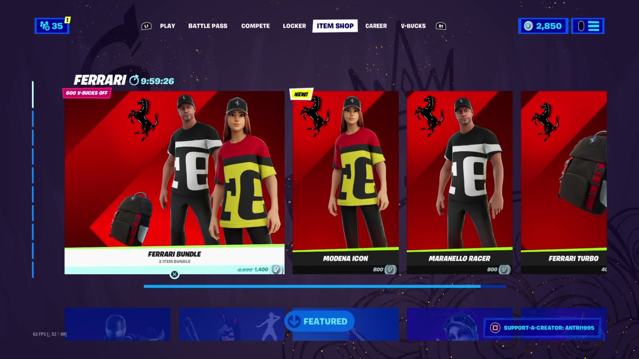 New Ferrari Skins! | Fortnite Item Shop Early Reset - YouTube