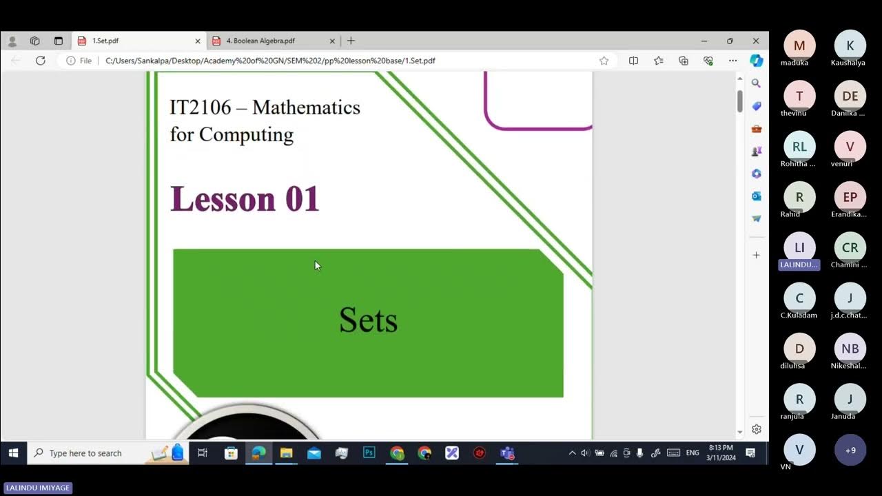 BIT semester 2 Mathematics for computing Day 02 sets part 02 2024 03 11 - YouTube