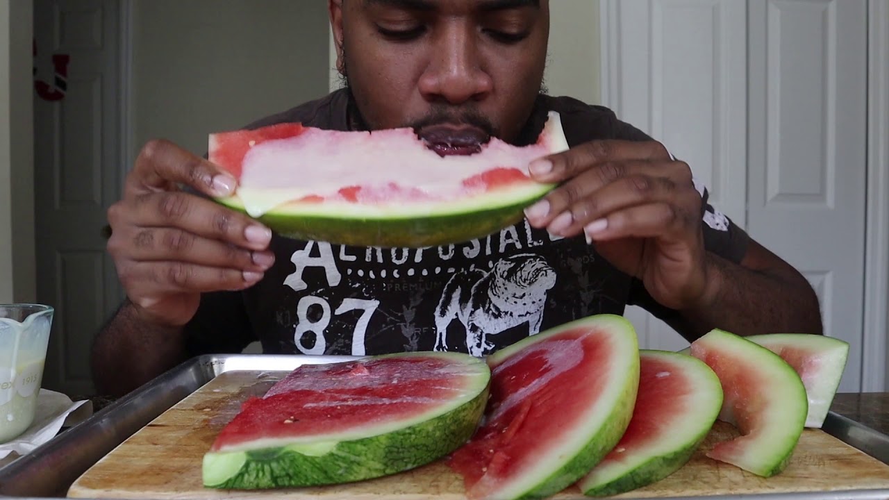 ASMR ENJOYING WATERMELON. HOW TO CUT A WATERMELON AND DEVOUR. - YouTube