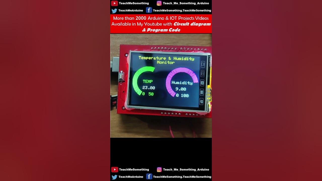 TFT LCD Shield Gauge reading DHT11 Sensor Temmperature & Humidity Value Display ESP32/ NodeMCU ...