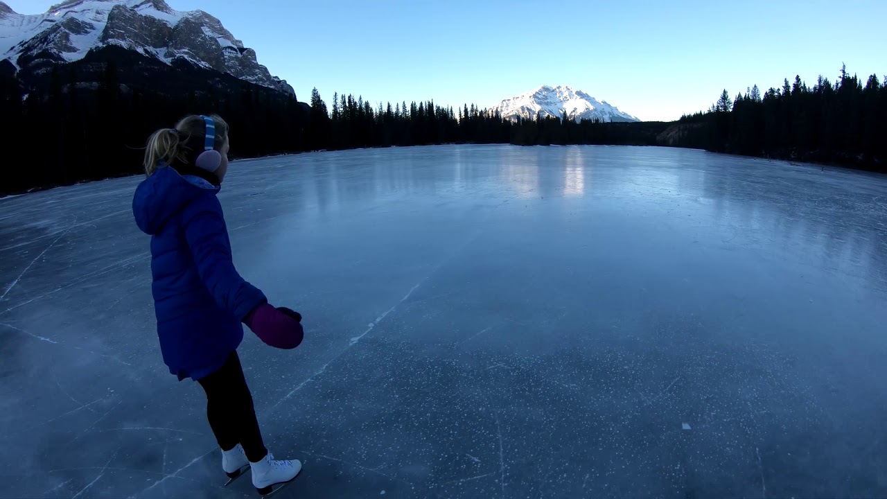Canadian Rockies Lake Skating - YouTube