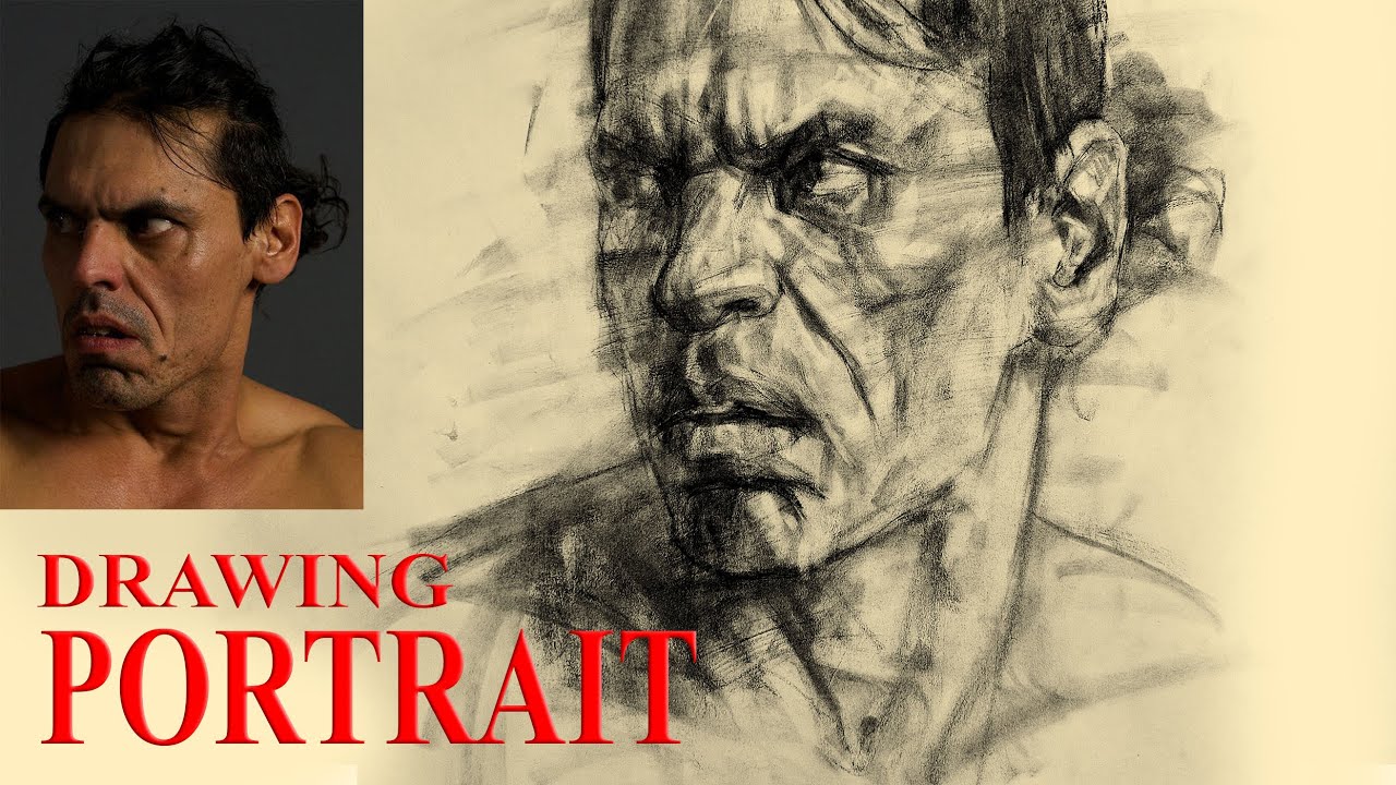 ️ Drawing method a frowning portrait with charcoal - YouTube
