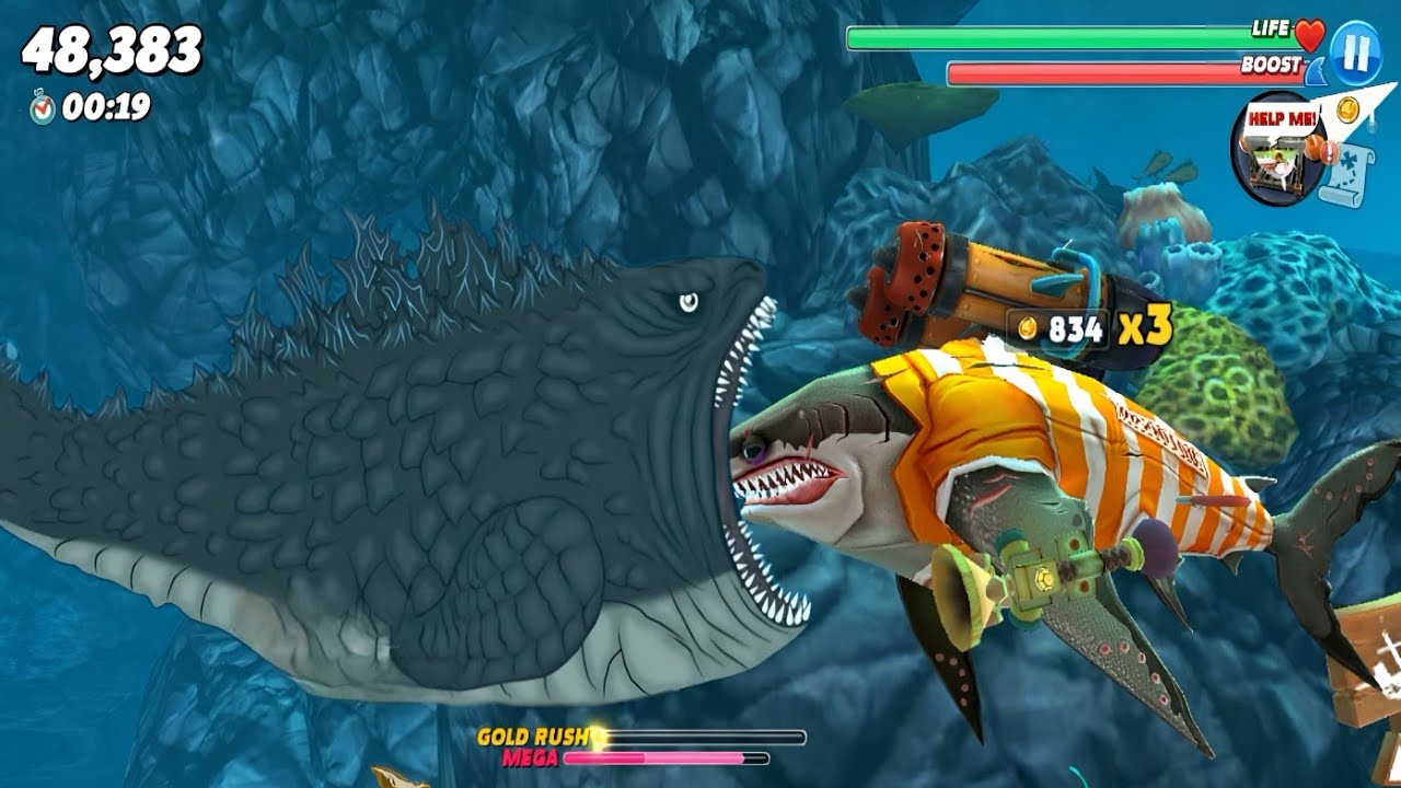 Hungry shark World - Megalodon Vs The Godzilla Fight By GAME ZONE - YouTube