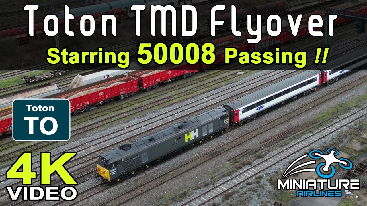 Toton TMD - Aerial Flyover in 4K starring 50008 Thunderer Thundering ...