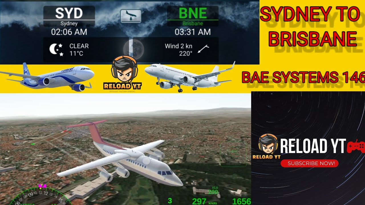 SYDNEY TO BRISBANE WITH BAE SYSTEMS 146 IN AIRLINE COMMANDER # ...