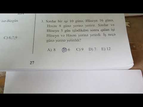 MHM Riyaziyat test banki,Adi ve onluq kesrler.(is meselesi)