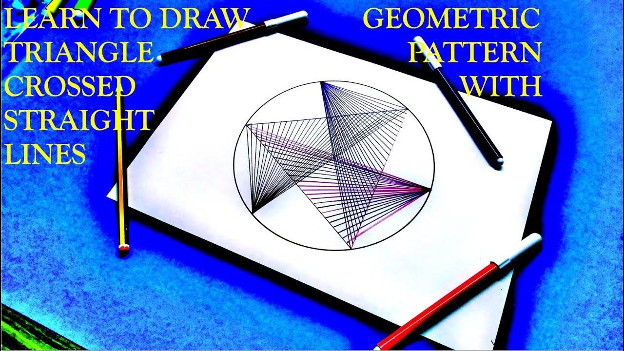LEARN TO DRAW GEOMETRIC TRIANGLE PATTERN CROSSED WITH STRAIGHT LINES ...