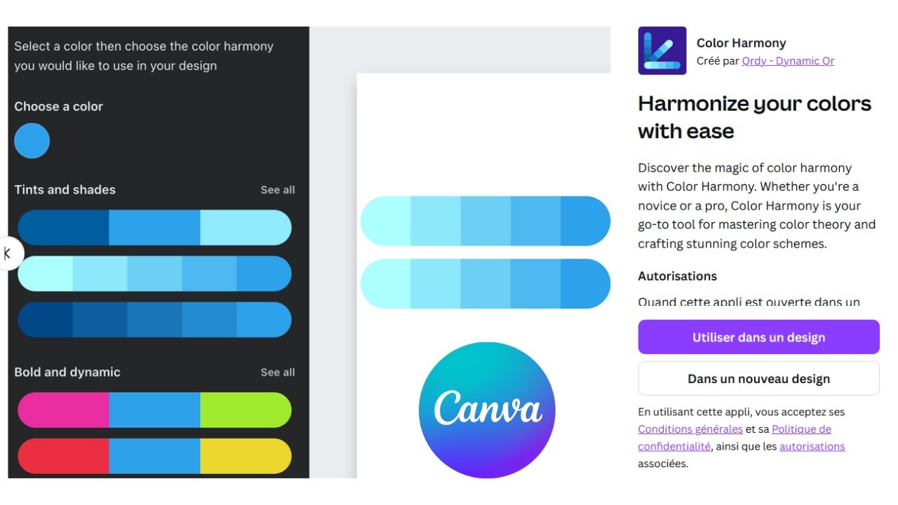 Tutoriel COLOR HARMONY (application de Canva) - YouTube