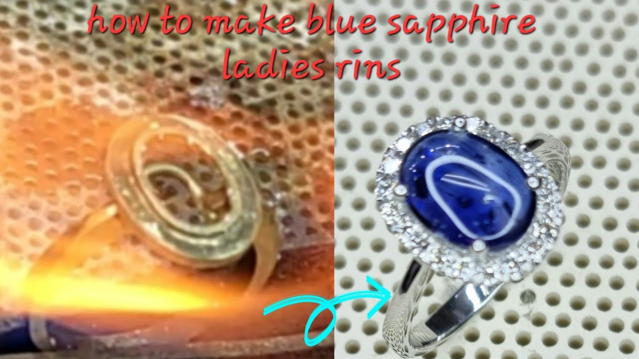 how to make 18k blue sapphire ladies rings, handmade custom jewelry ...