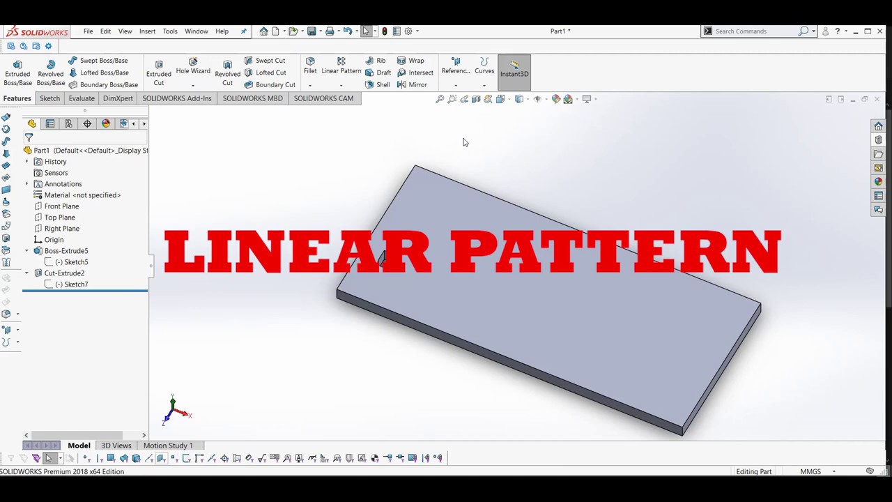 Solidworks beginners tutorial #33 - Linear Pattern in Hindi - YouTube
