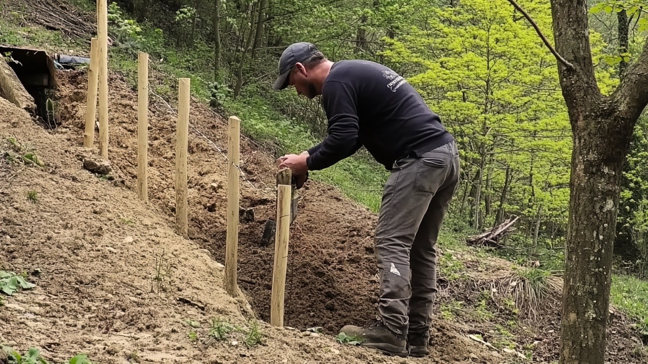Man Builds STONE & LOG Dugout Cabin in the Wild | Full Build by ...