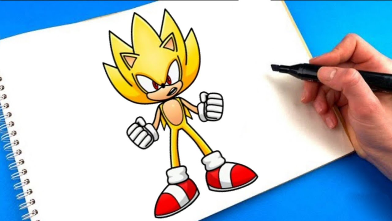 How to Draw Sonic the hedgehog in Yellow | Drawing Super Sonic 2 in ...