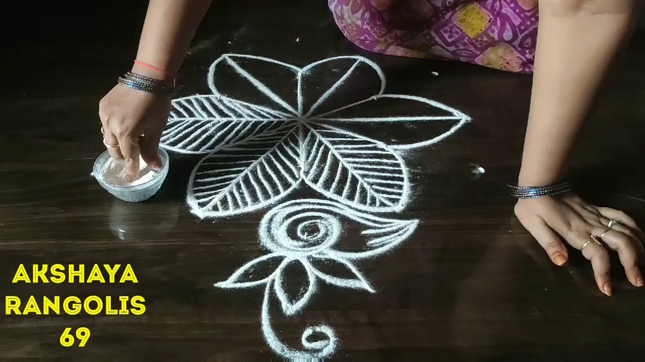5×3dots Shanku and flower design by Akshaya Rangolis 69#muggulu#kolam ...