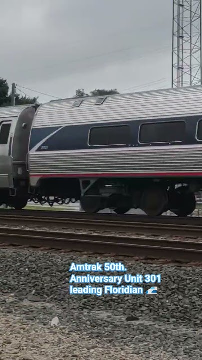 Amtrak 50th Anniversary Unit 301 leads Amtrak Floridian at Goshen Indiana - YouTube