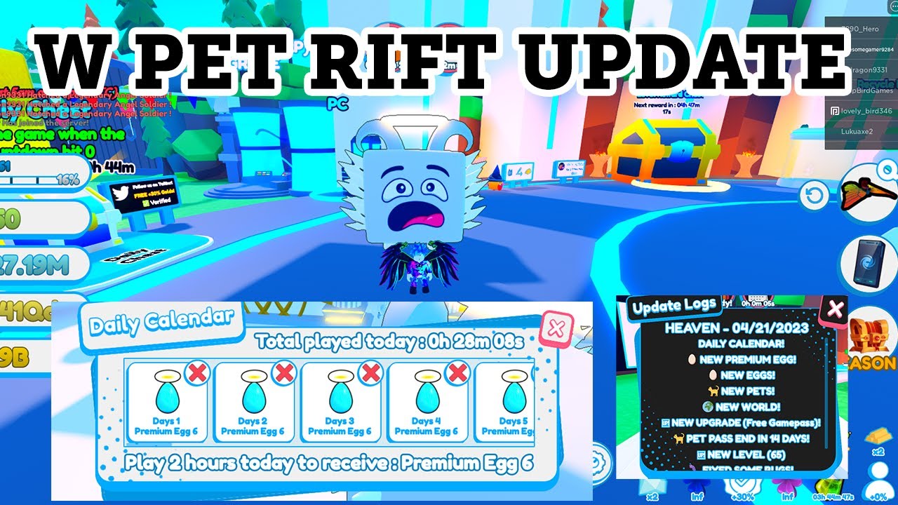 W PET RIFT HEAVEN WORLD UPDATE + HATCHING NEW GIANT!!! - YouTube