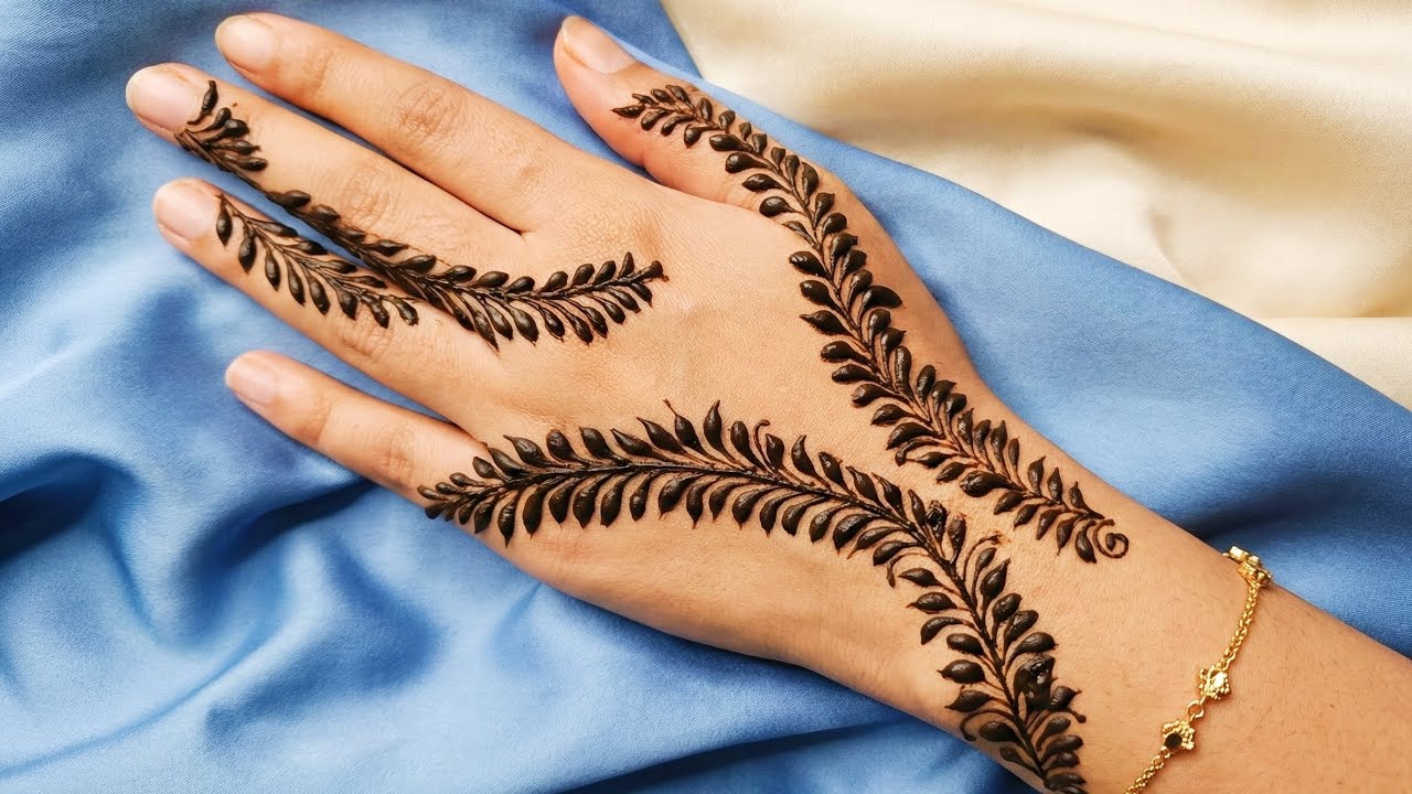 Beautiful mehandi design simple leaves design Quick mehndi designs ...