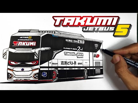 Cara menggambar bus Takumi jb5 || Menggambar bus tunggal jaya Basuri ...