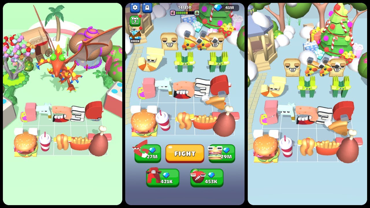 Merge Alphabet Food Battle Gameplay Video - YouTube