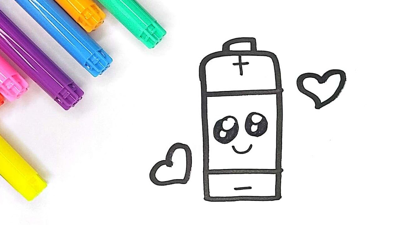 Easy Drawing a Cute Battery for Kids step by step - YouTube