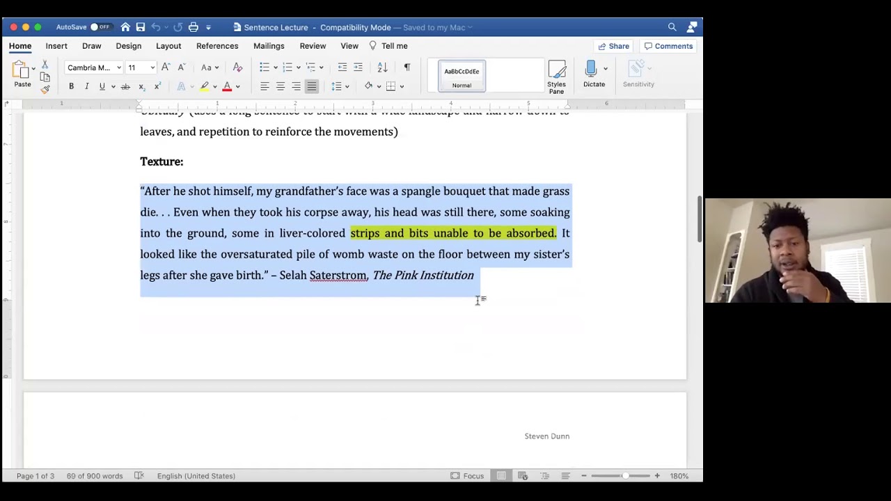 Steven Dunn: Writing Sentences that Feel - YouTube