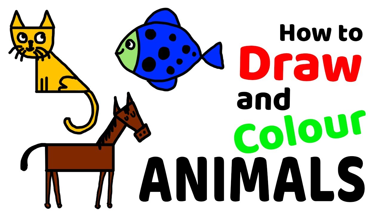 Learn How to Draw and Colour Animals for Kids - YouTube