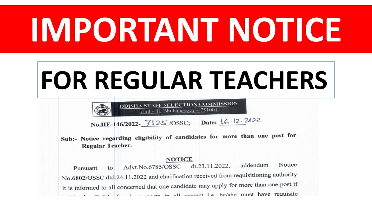 IMPORTANT NOTICE FOR REGULAR TEACHERS - YouTube