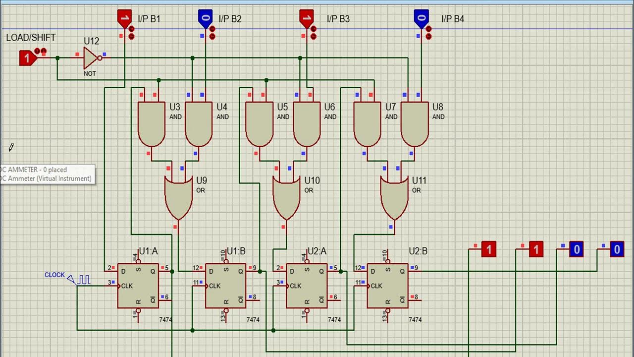 Parallel In Serial Out (PISO) Shift Register on proteus - YouTube